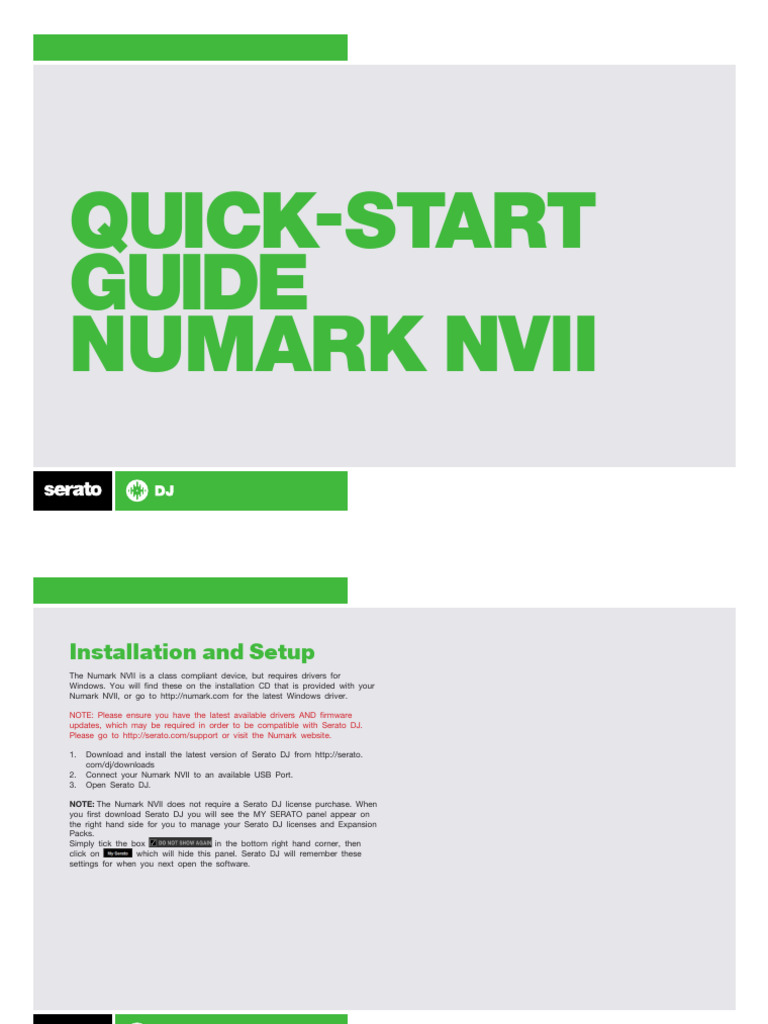 Numark NVII Quickstart Guide | PDF