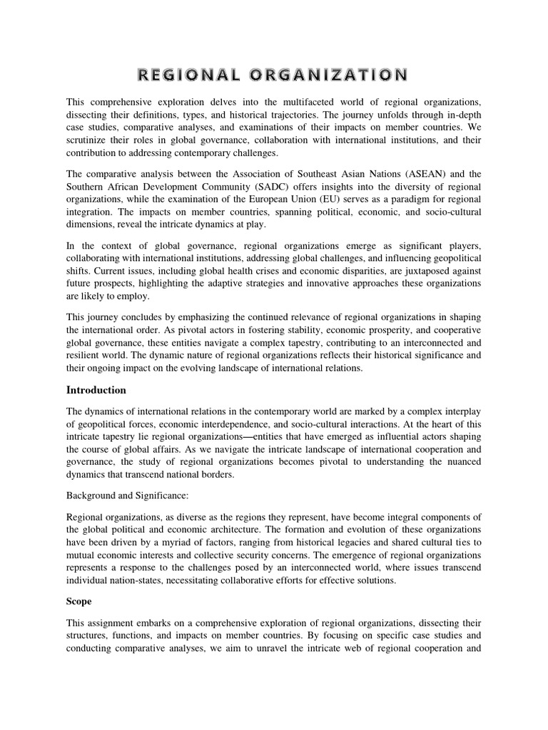 Regional Organization | PDF