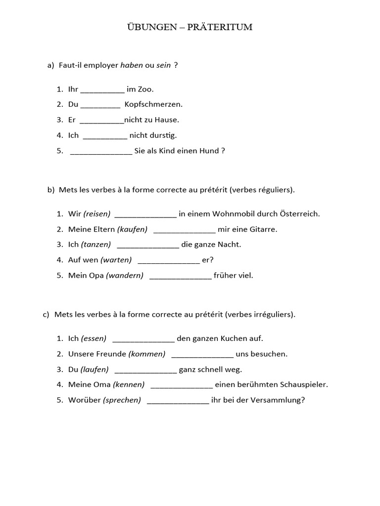 Exercices Prétérit | PDF