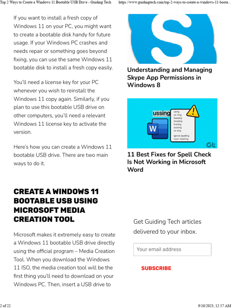Create A Windows 11 Bootable Usb Drive Guiding Tech Pdf 9346