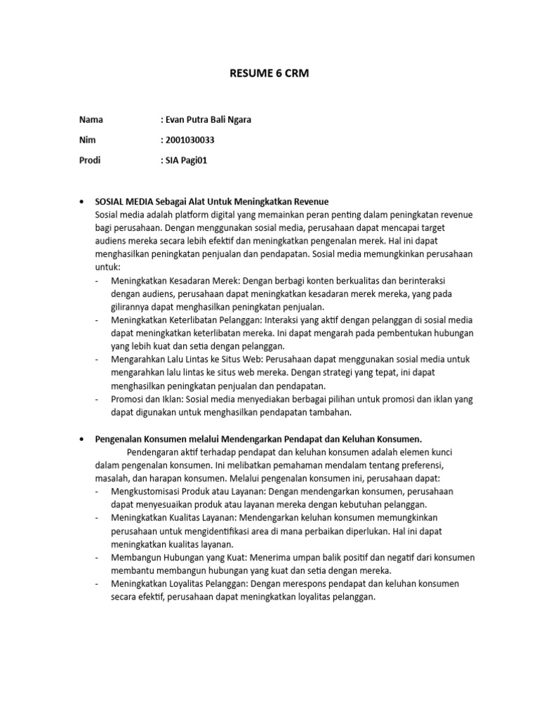 Resume 6 CRM | PDF