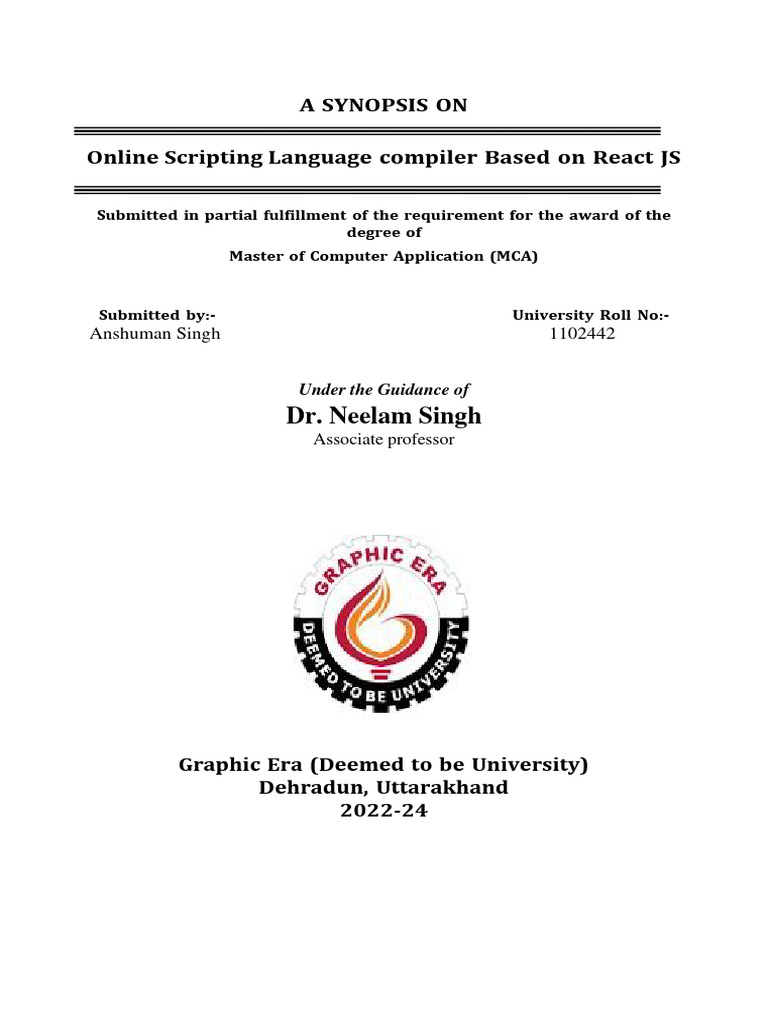 MCA Online Compiler Project | PDF | Technology & Engineering