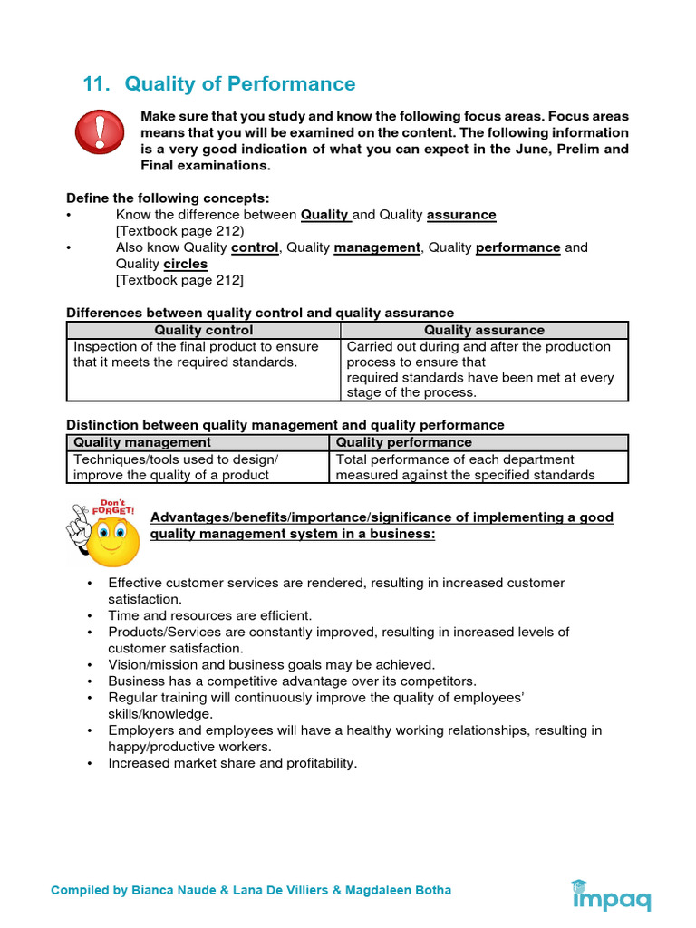 Chapter 11-Quality of Performance | PDF | Quality (Business) | Quality ...