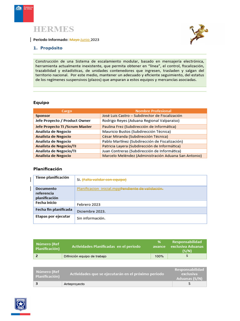 202306-Informe de Avance Proyecto HERMES (N5) | PDF