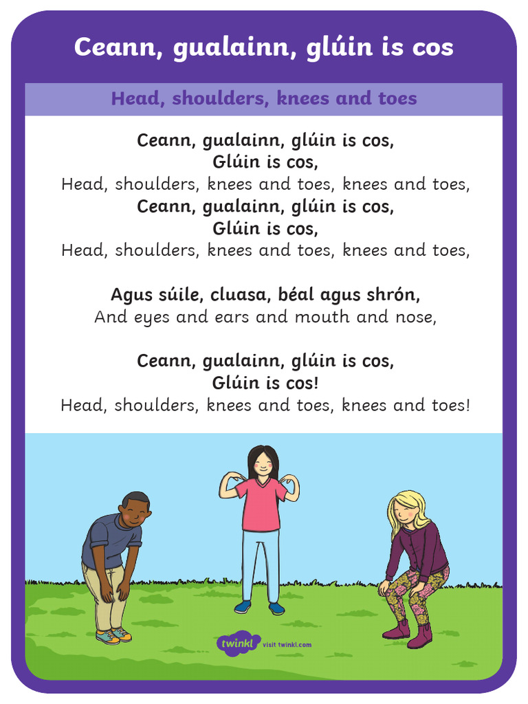 Roi GL 168 Ceann Gualainn Gluacutein Is Cos Heads Shoulders Knees and Toes Song Lyrics - Ver - 5 ...