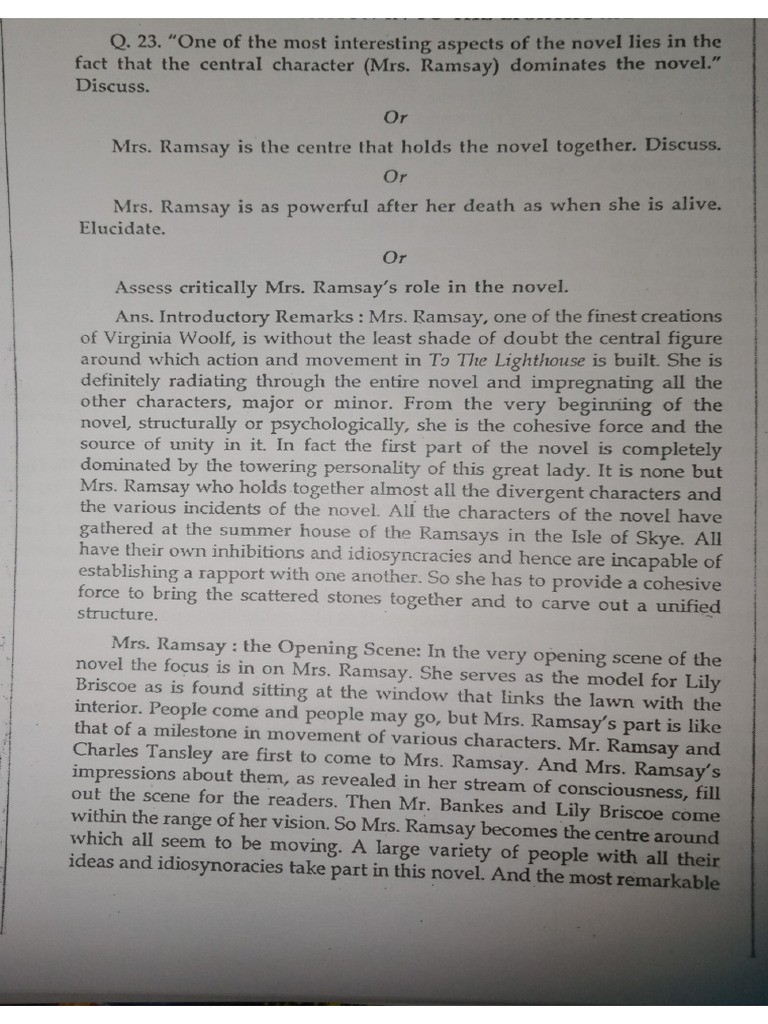 Character of Mrs - Ramsay in 'To The Lighthouse' | PDF
