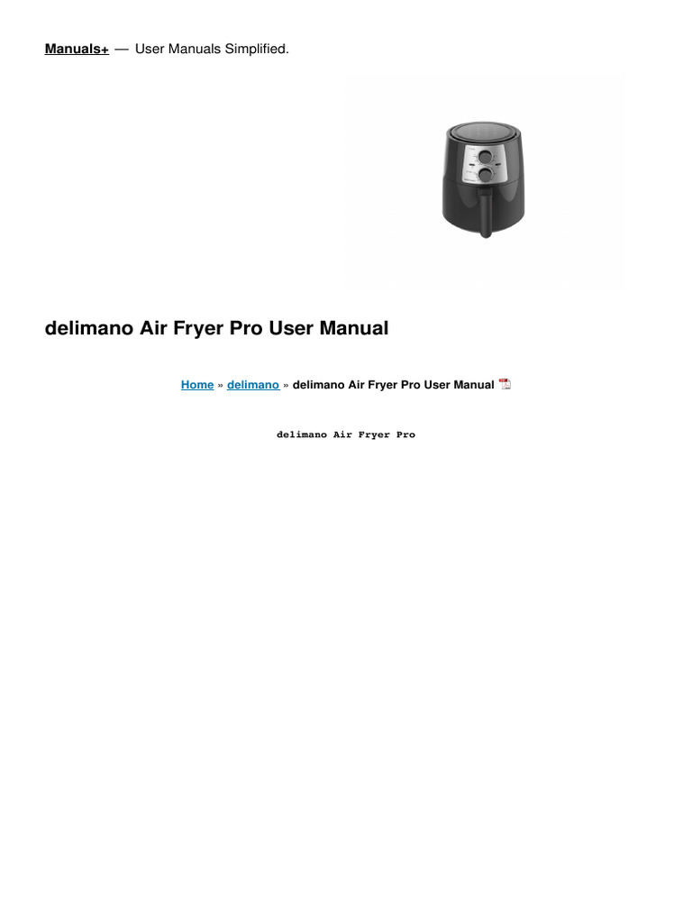 Delimano Air Fryer Pro Manual | PDF | Recycling | Waste Management