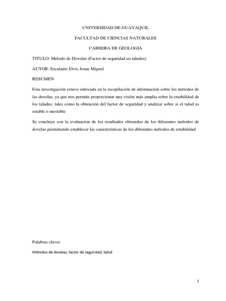 Método de Dovelas (Factor de Seguridad en Taludes) | PDF