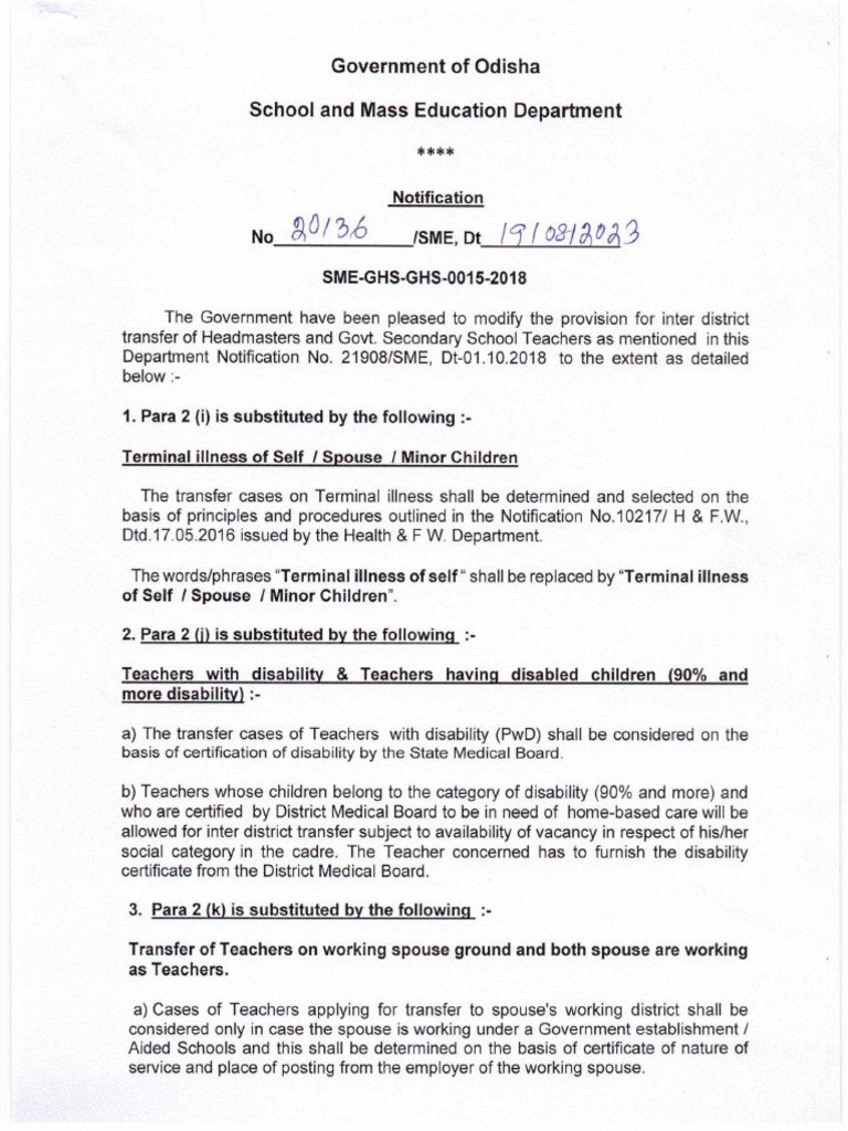 Notification - Teacher Transfer - Secondary - Revised 2023 | PDF