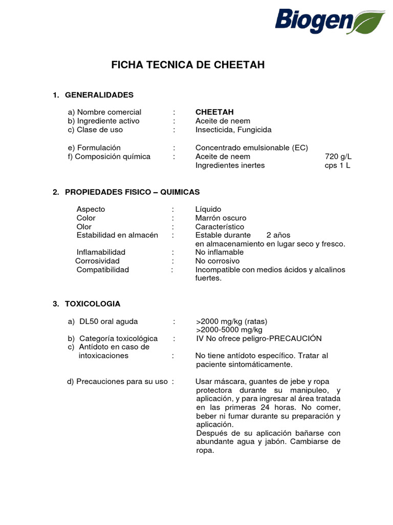 Ficha Tecnica Cheetah | PDF