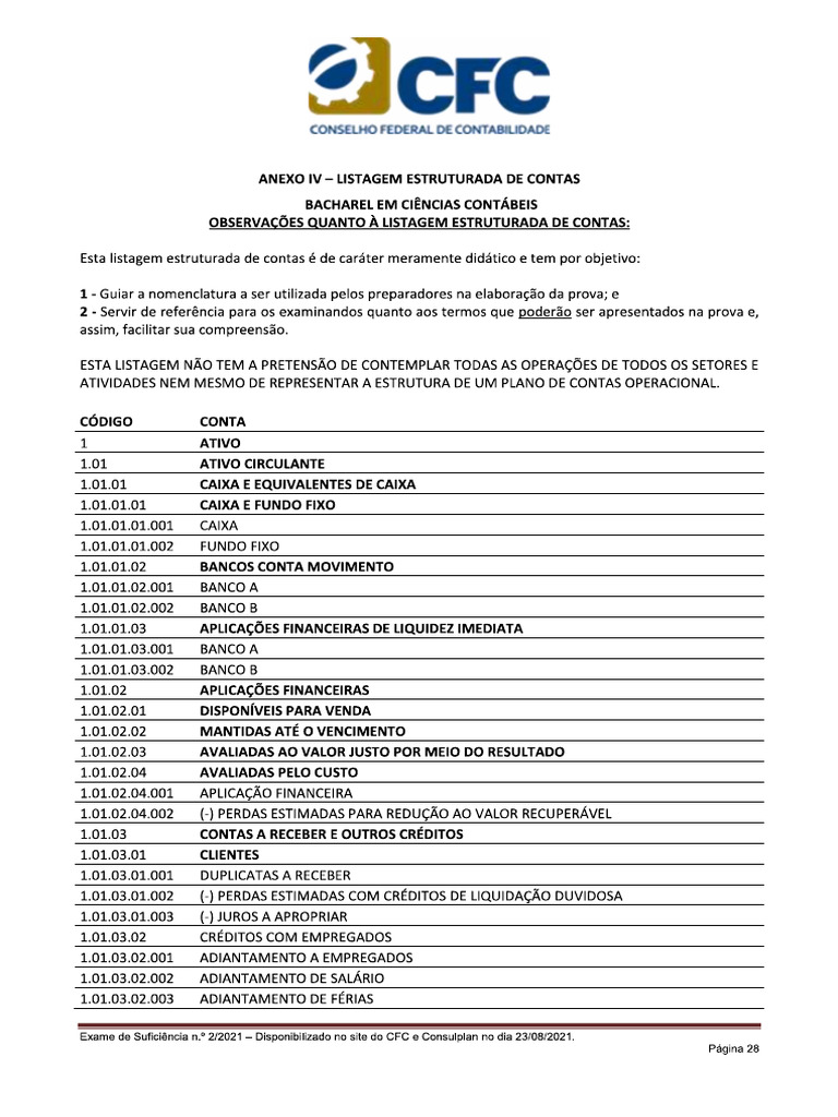 Plano de Contas | PDF