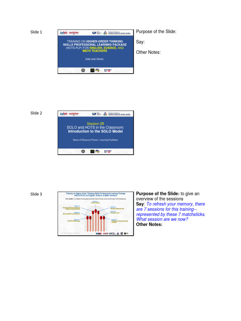S2B - SD With Notes - SOLO and HOTS in The Classroom | PDF | Career ...
