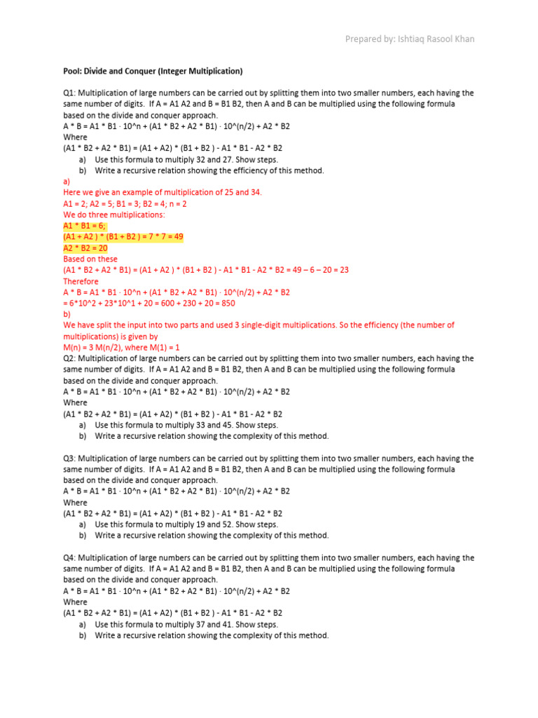 Integer Multiplication | PDF