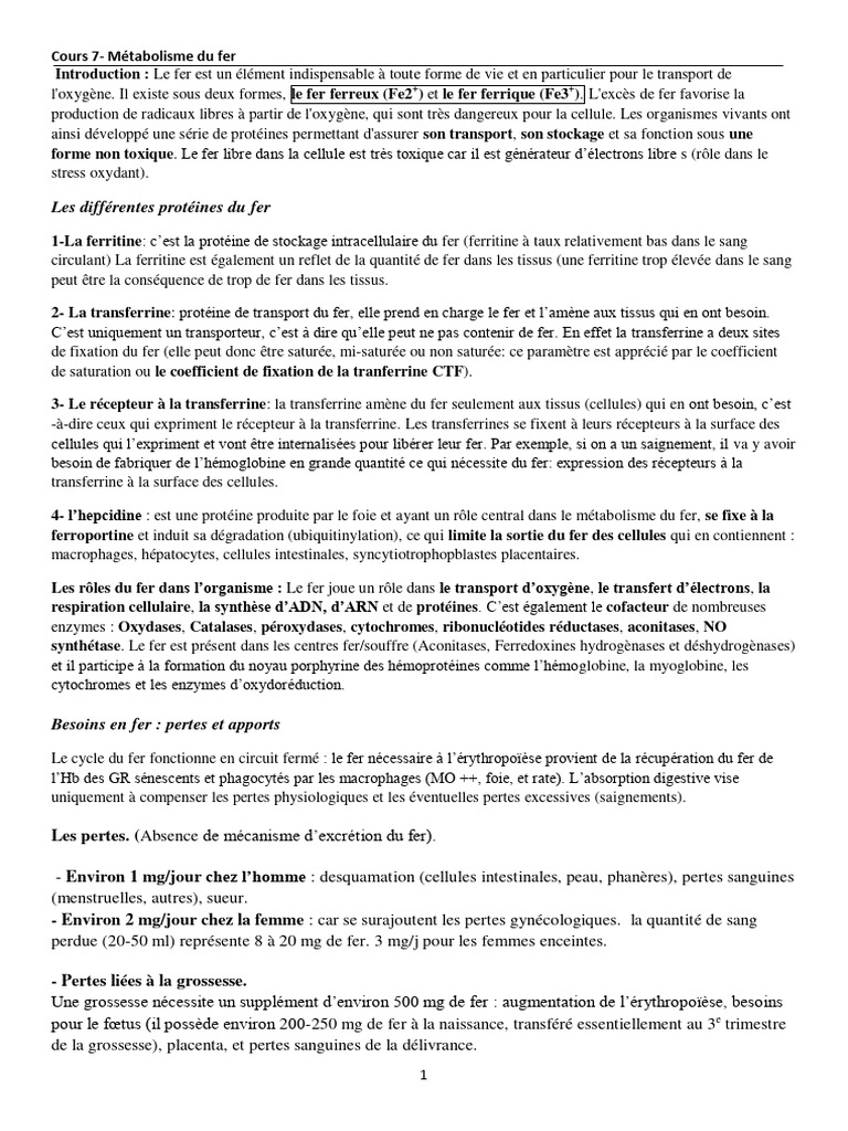 cours-7-Metabolisme-du-fer | PDF