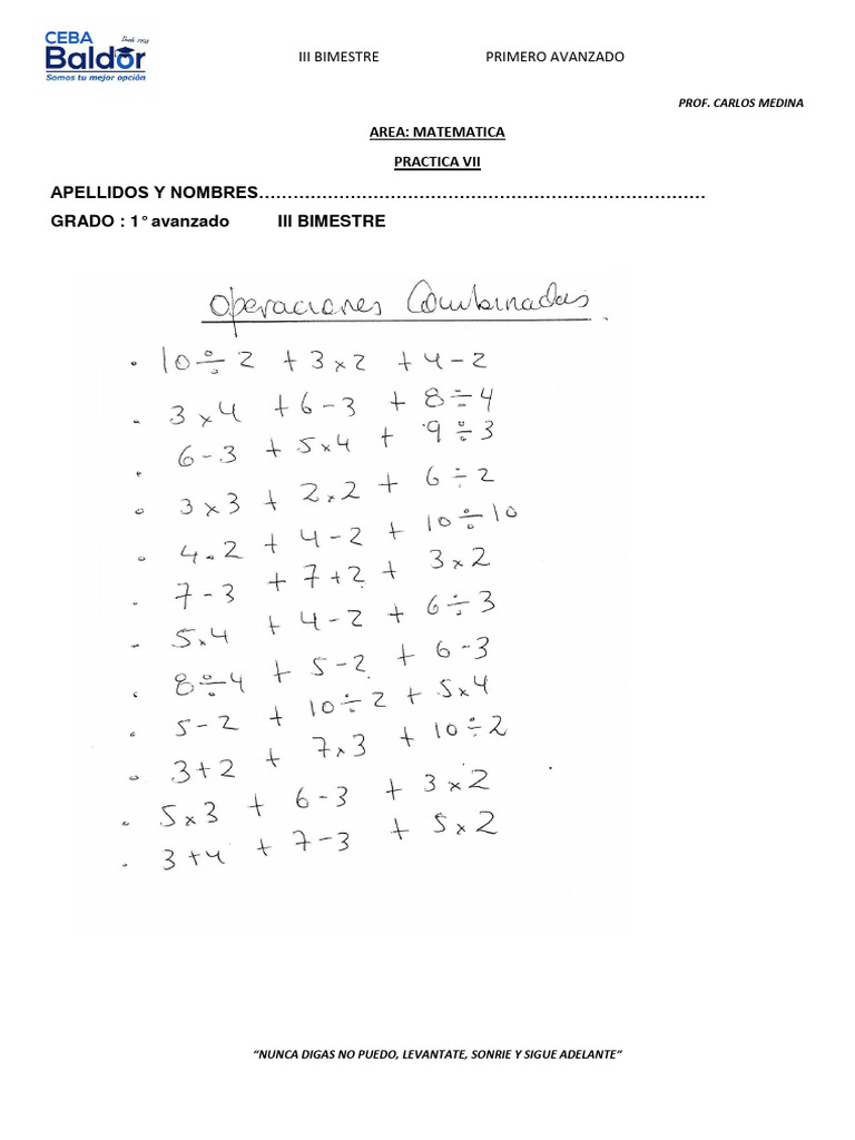 1 Ava Pract Vii Iii Bimestre | PDF