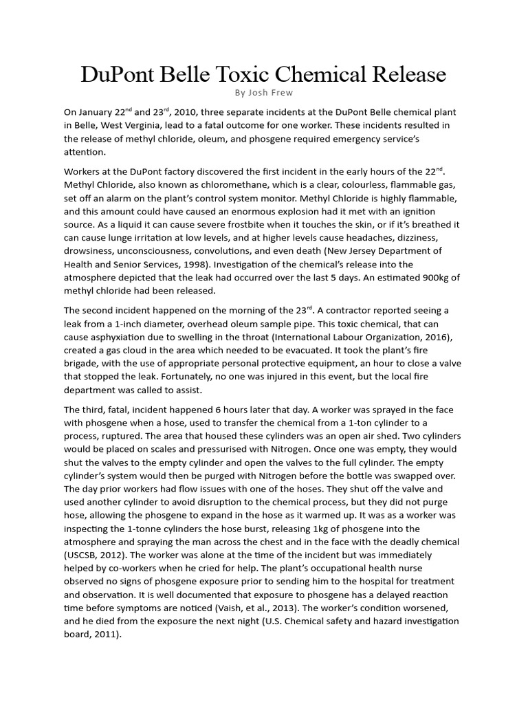 DuPont Belle Toxic Chemical Release - J Frew. | PDF