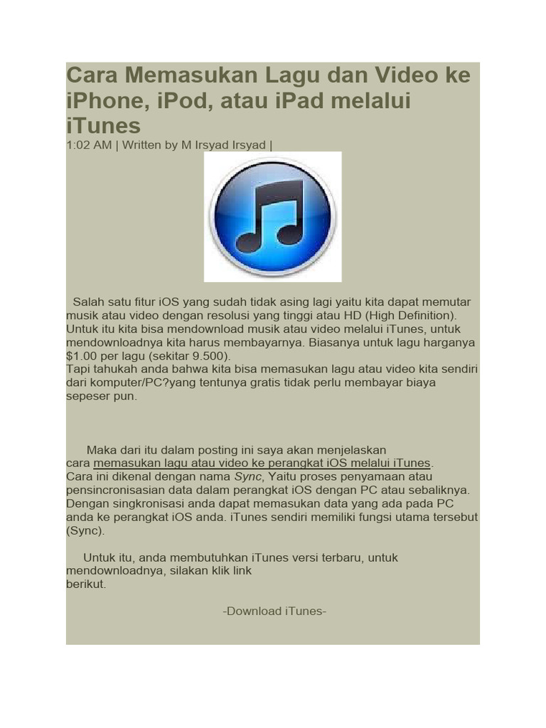 Cara Memasukan Lagu Dan Video Ke Iphone | PDF