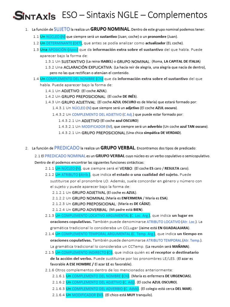 Sintaxis y Complementos en NGLE | PDF | Arte