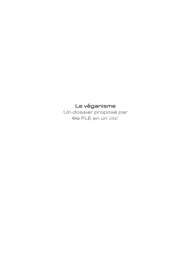 Dossier - Le Véganisme | PDF