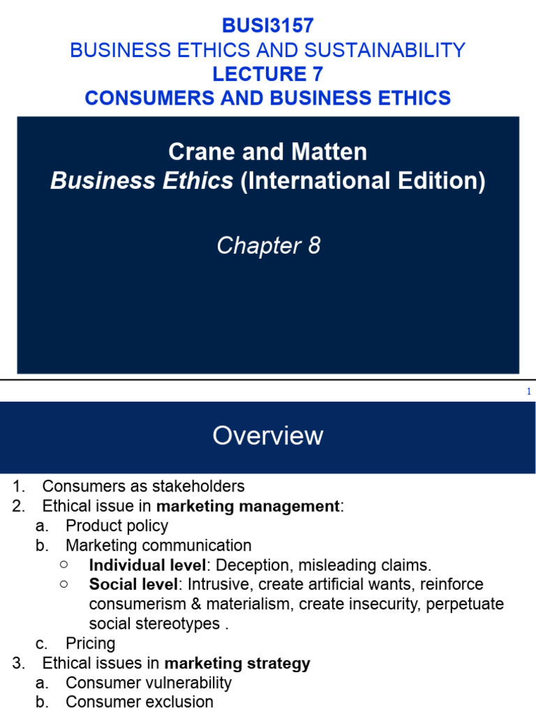Consumer and Business ethics | PDF