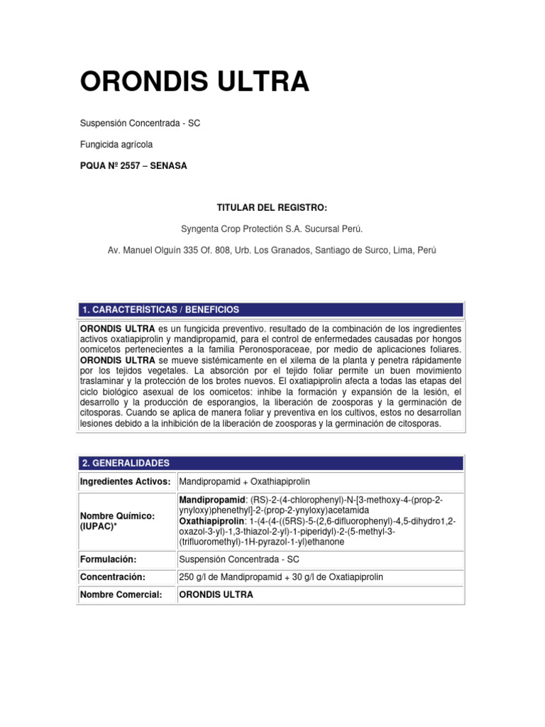 Orondis Ultra: Fungicida Eficaz y Seguro | PDF