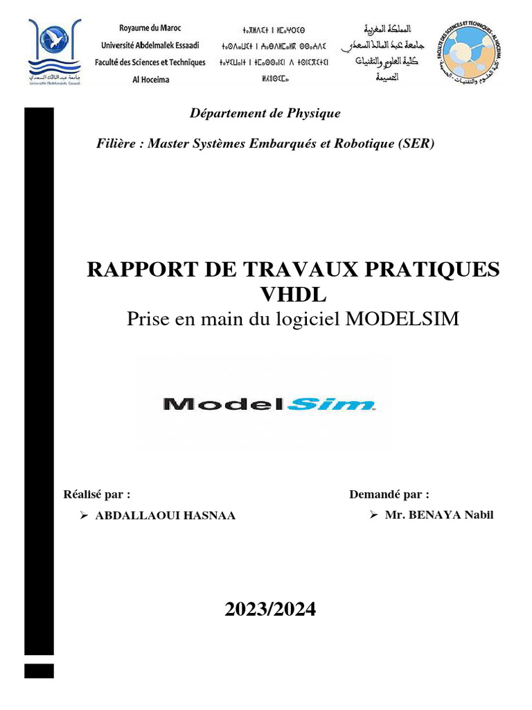 Hasnaa Abdallaoui TP VHDL | PDF