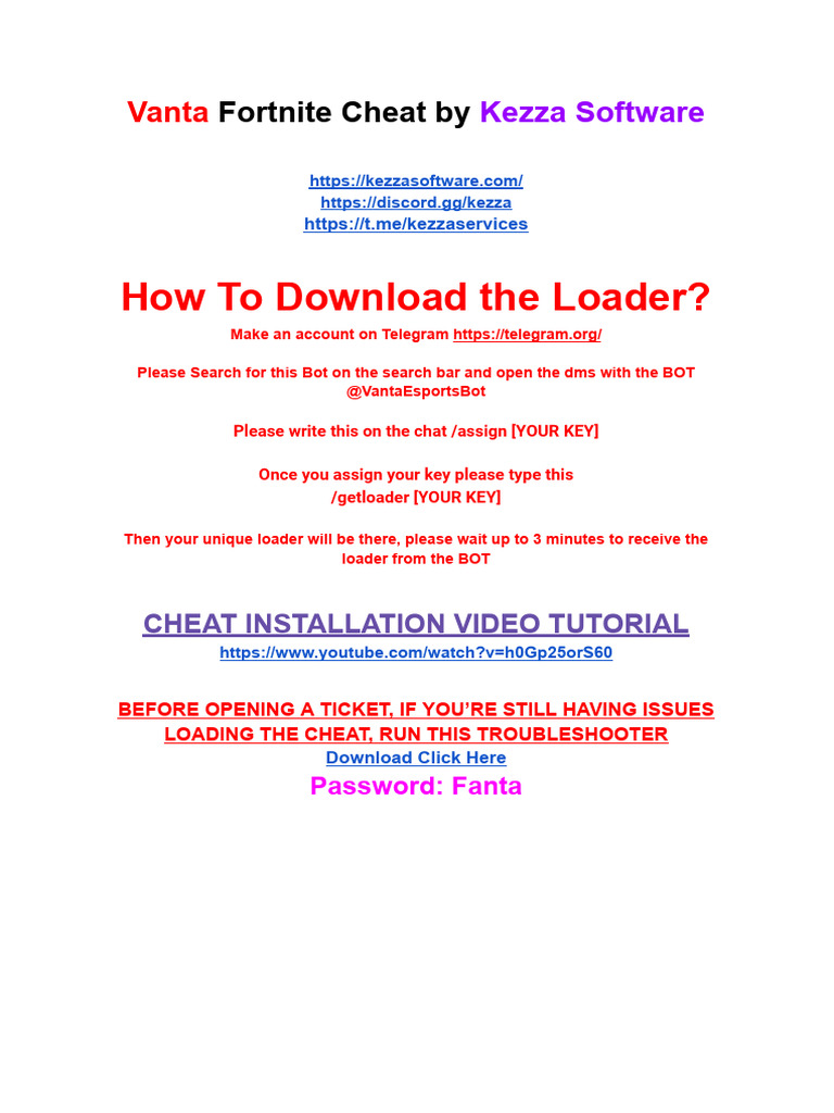 Vanta Fortnite Cheat by Kezza Software | PDF