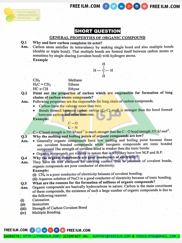 10th Chemistry Ch11 Extra Short Q | PDF