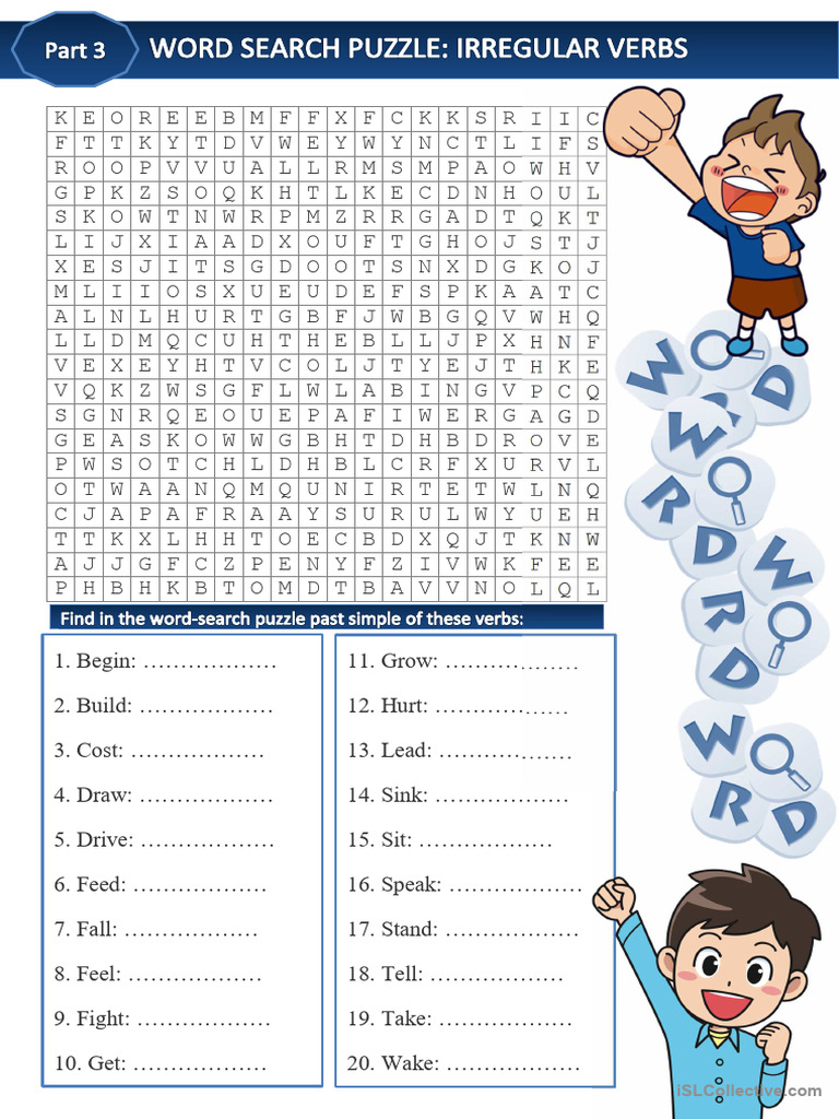 Wordsearch Puzzle - Irregular Verbs in Past Form | PDF
