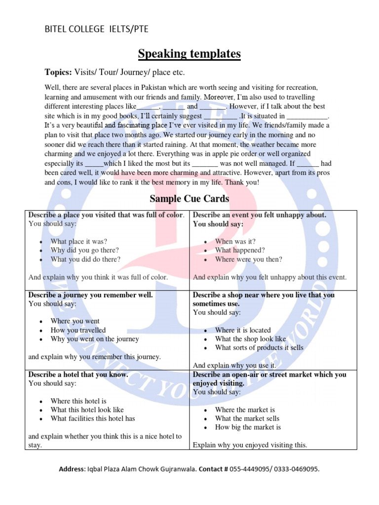 Cue Card Template | PDF