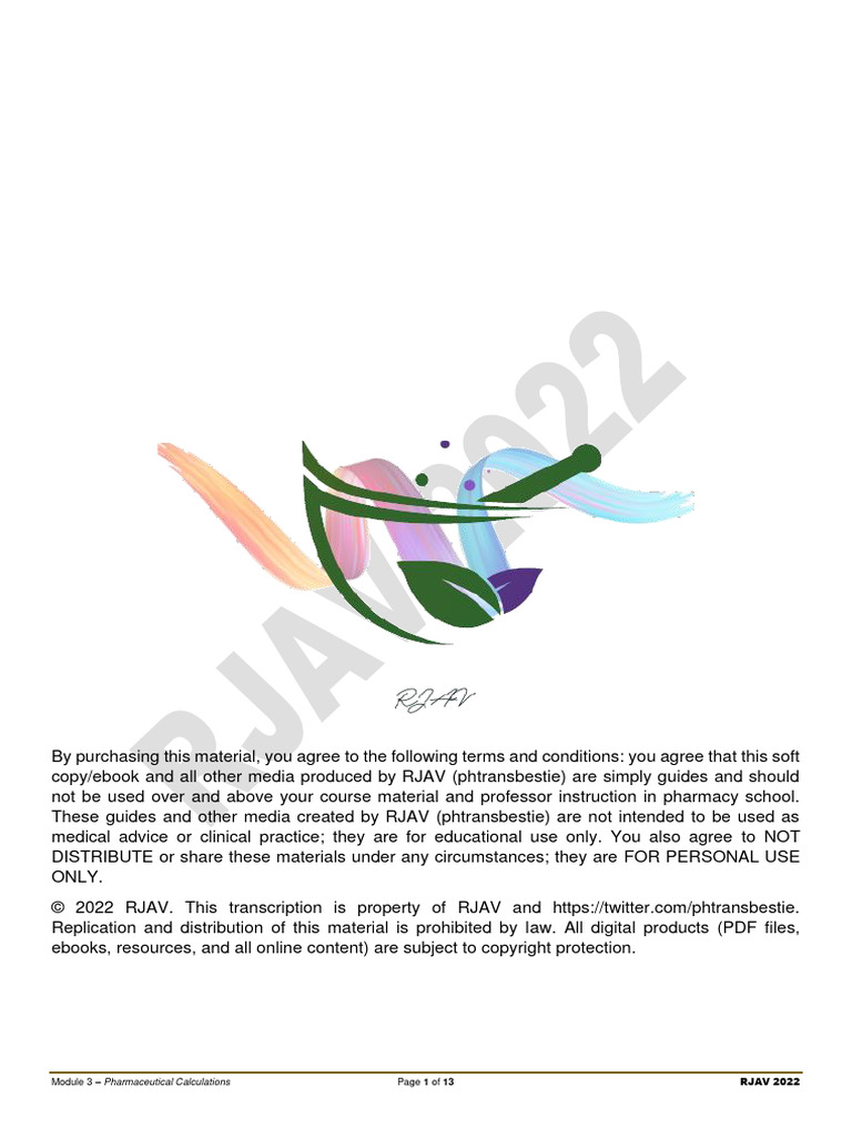 3.1 Pharmaceutical Calculation | PDF