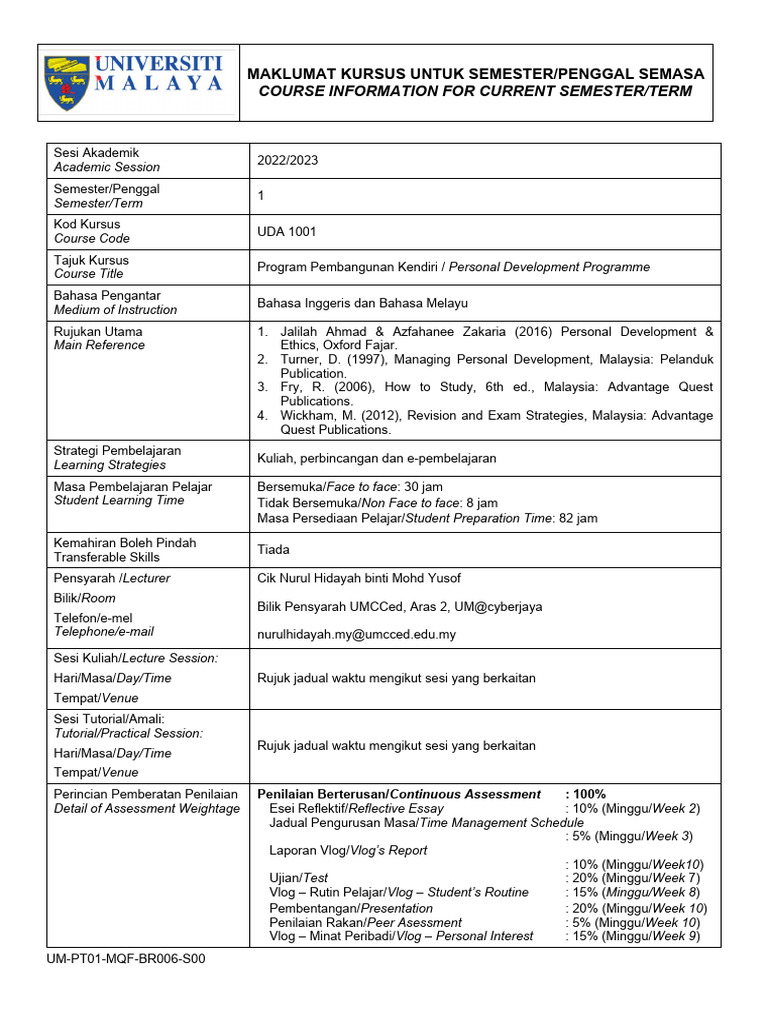 B6 UDA 1001 - Program Pembangunan Kendiri | PDF | Human Communication | Psychology