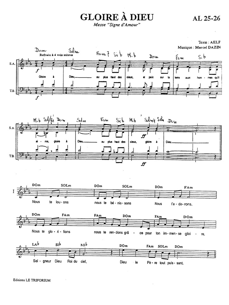 Gloria Messe Signe D'amour Dazin | PDF