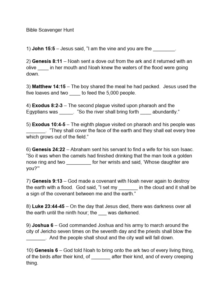 Bible Scavenger Hunt | PDF