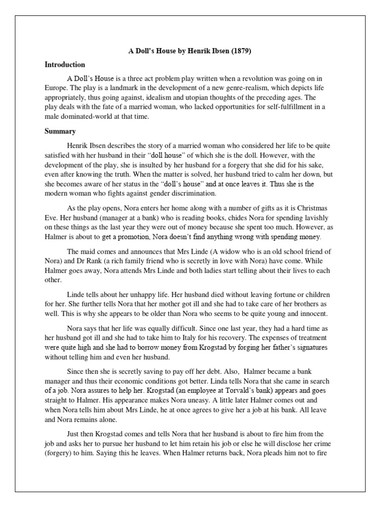 A Doll's House by Henrik Ibsen (1879) | PDF