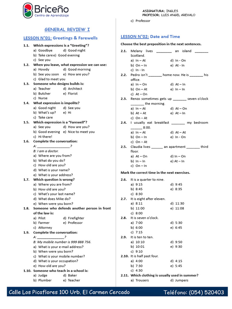 General Review I | PDF | Linguistics