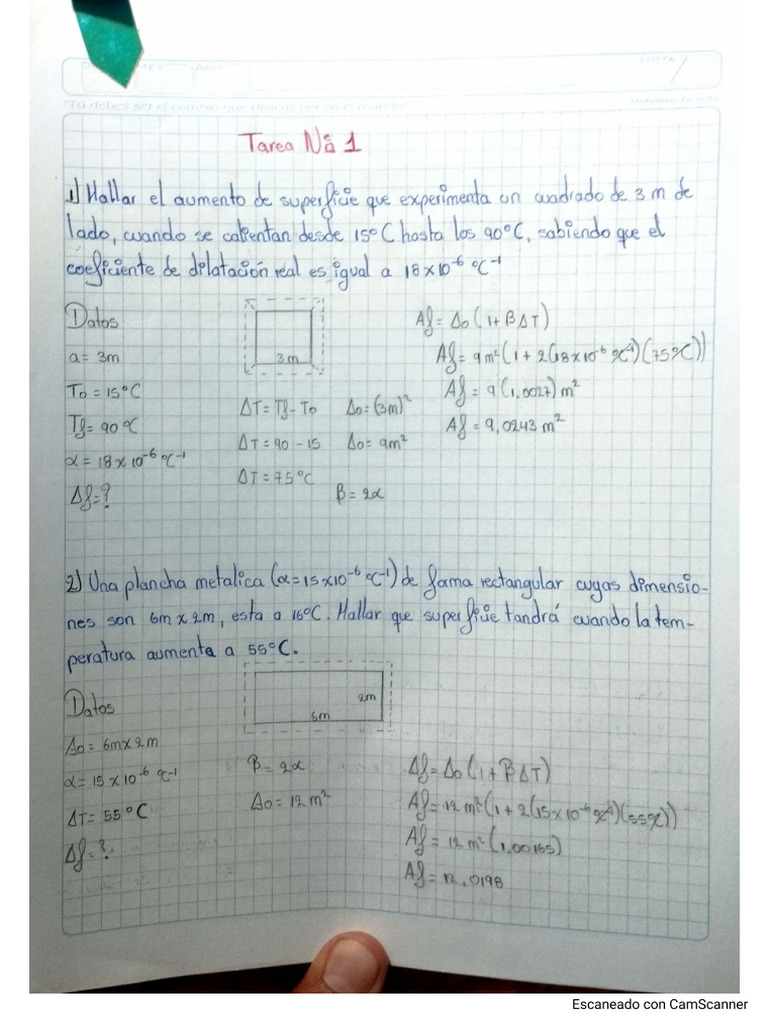 Tarea 1-Ejercicios de Dilatación - Jaime Ortiz | PDF