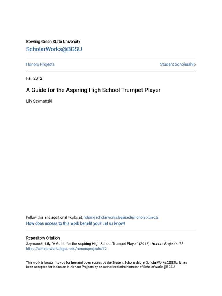 High School Trumpet Player Guide | PDF