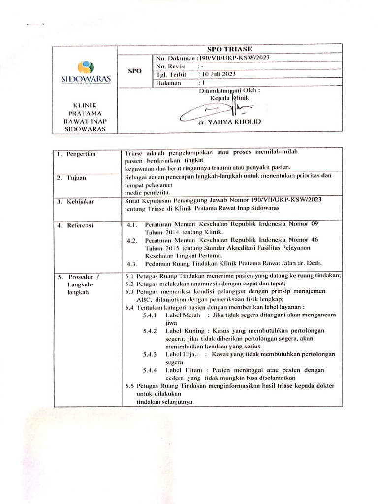 SPO TRIASE IGD | PDF