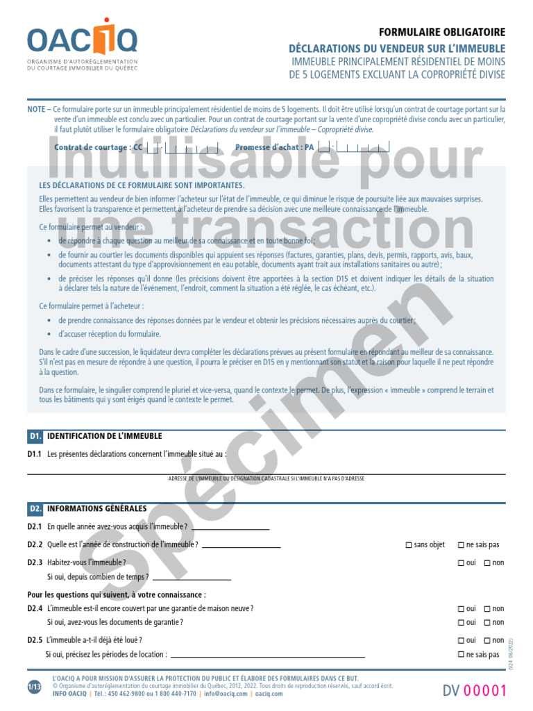 Declarations Vendeur | PDF