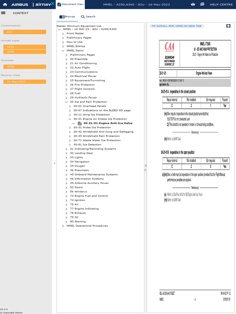 MMEL - A330, A340 - 82U - 16-May-2023 | PDF