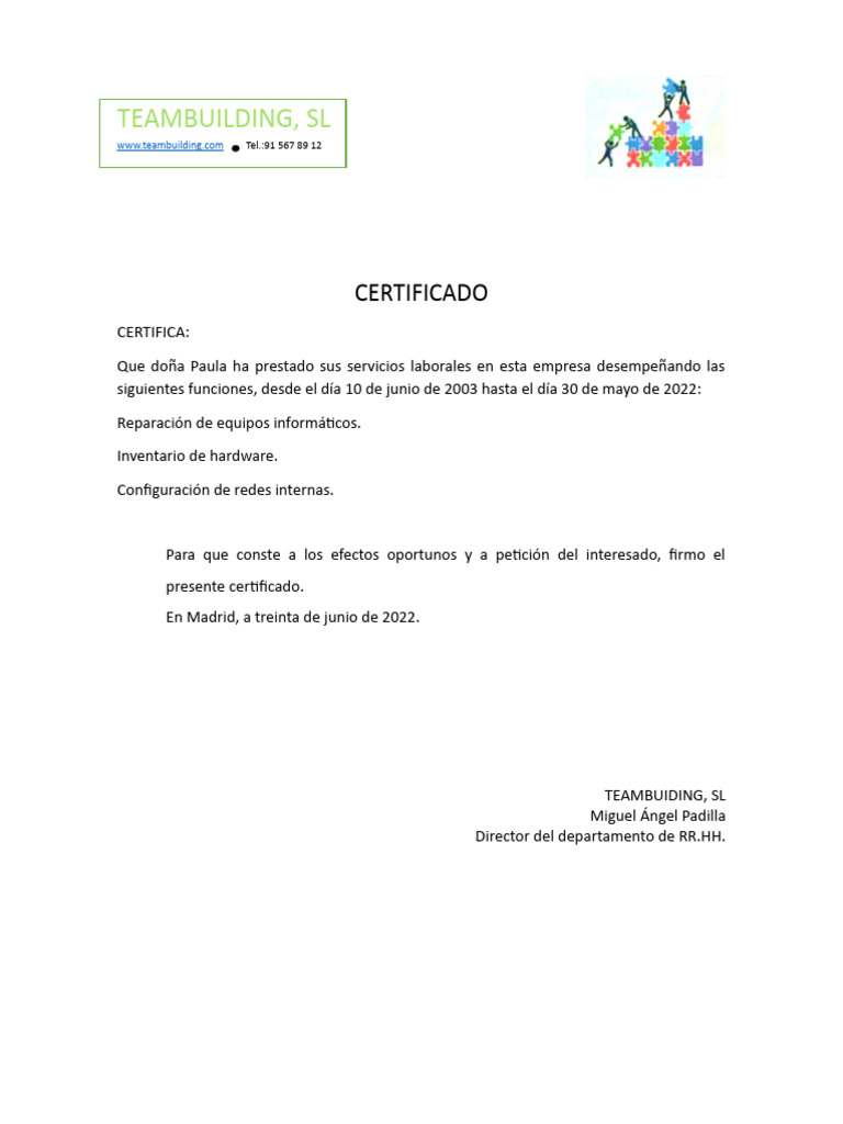 Carta Certificado | PDF