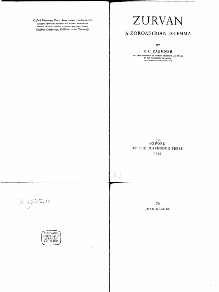 Zurvan A Zoroastrian Dilemma (Robert Charles Zaehner) (Z-Library) | PDF ...