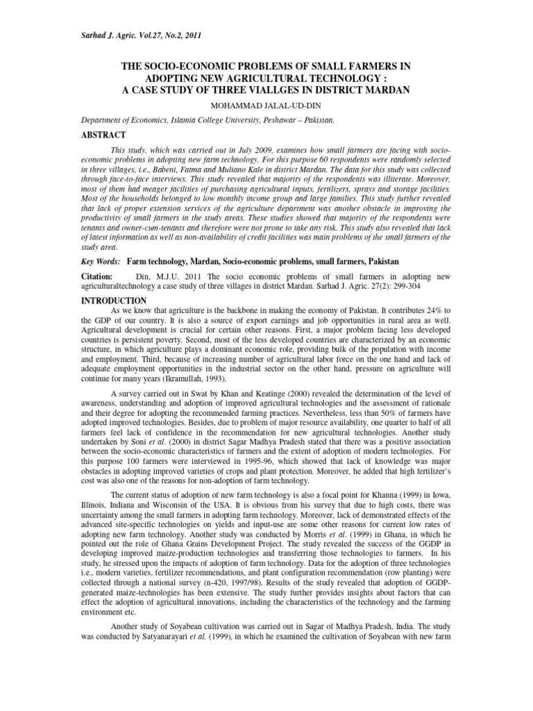 Case Study - Socio-Econoic Problems of Small Farmers - Window of ...