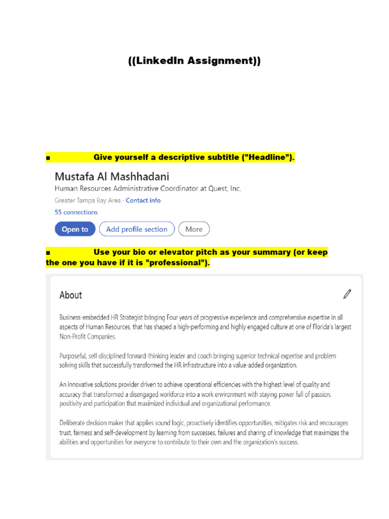 Linkedin Assignment Pdf 