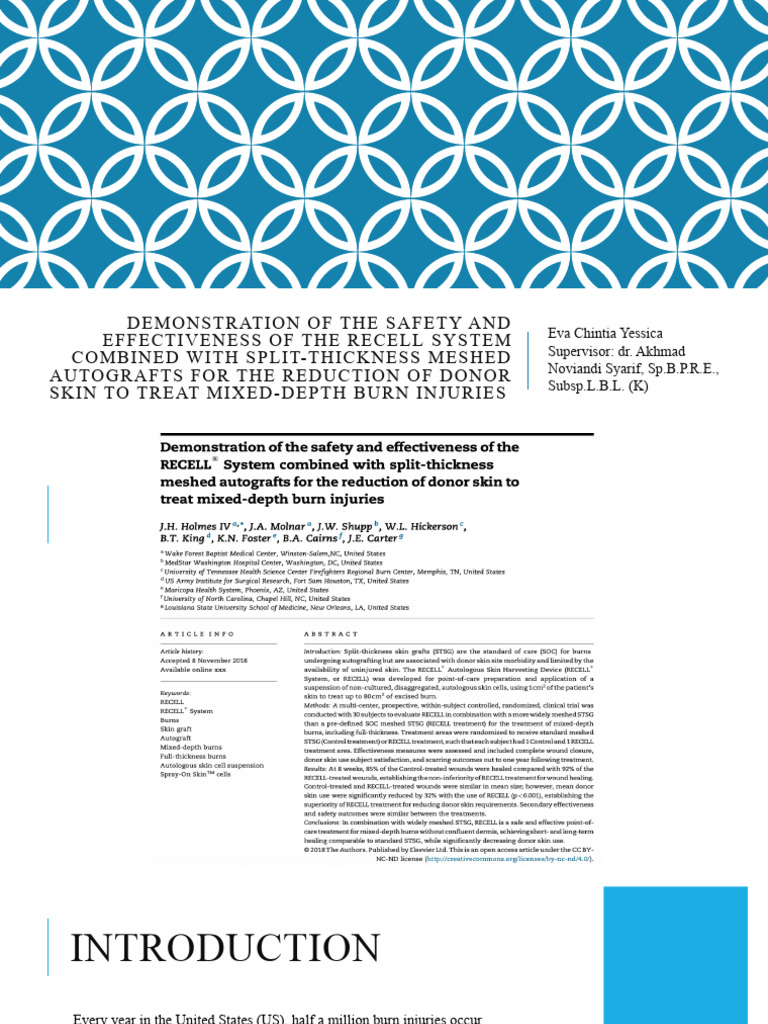 Autologous Skin Cell Suspension in Burn | PDF
