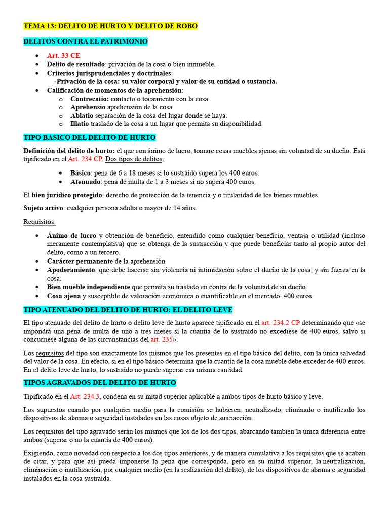 Tema 13 Penal 2 | PDF