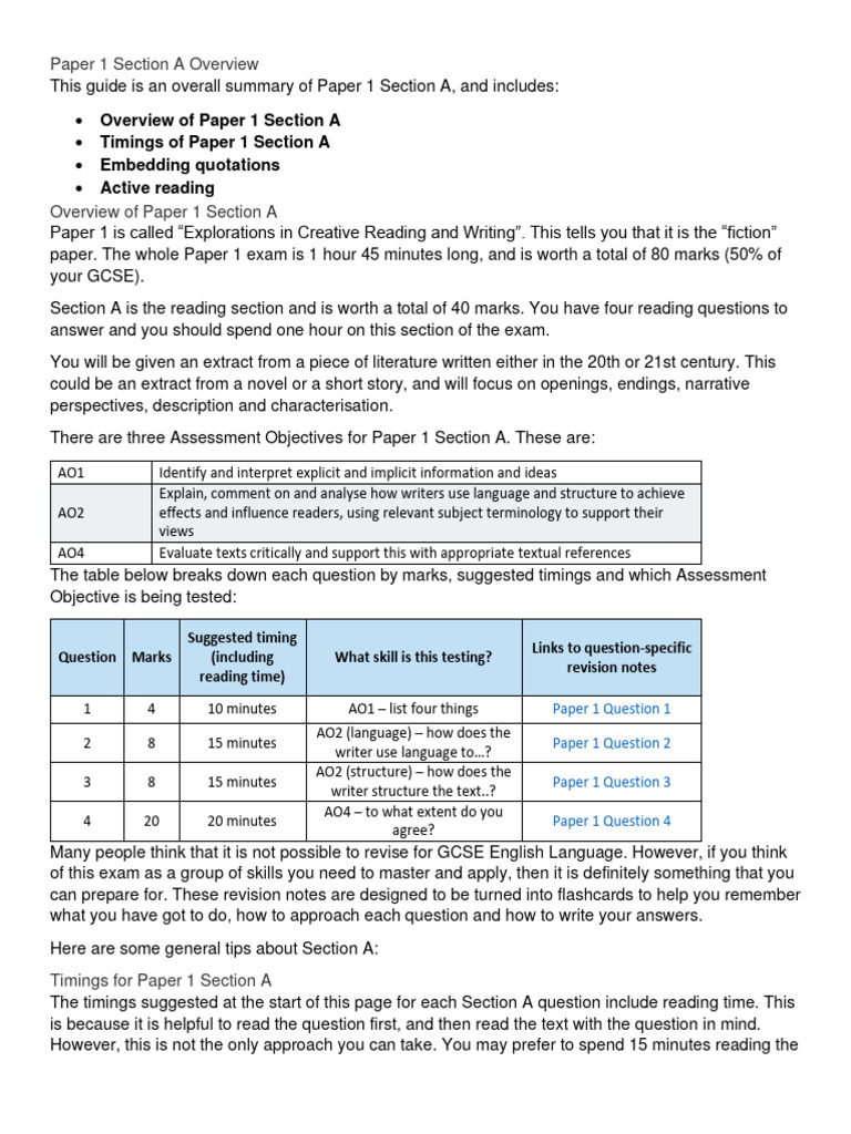 Paper 1 Section A Overview | PDF