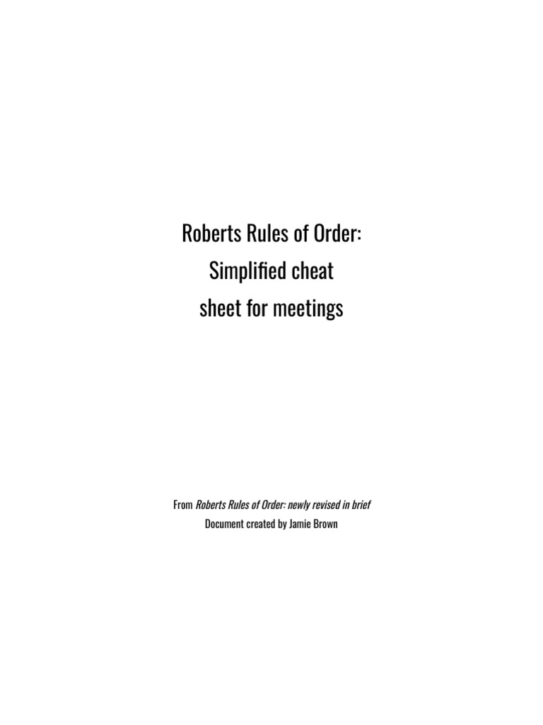 Roberts Rules of Order | PDF | Governance | Rules