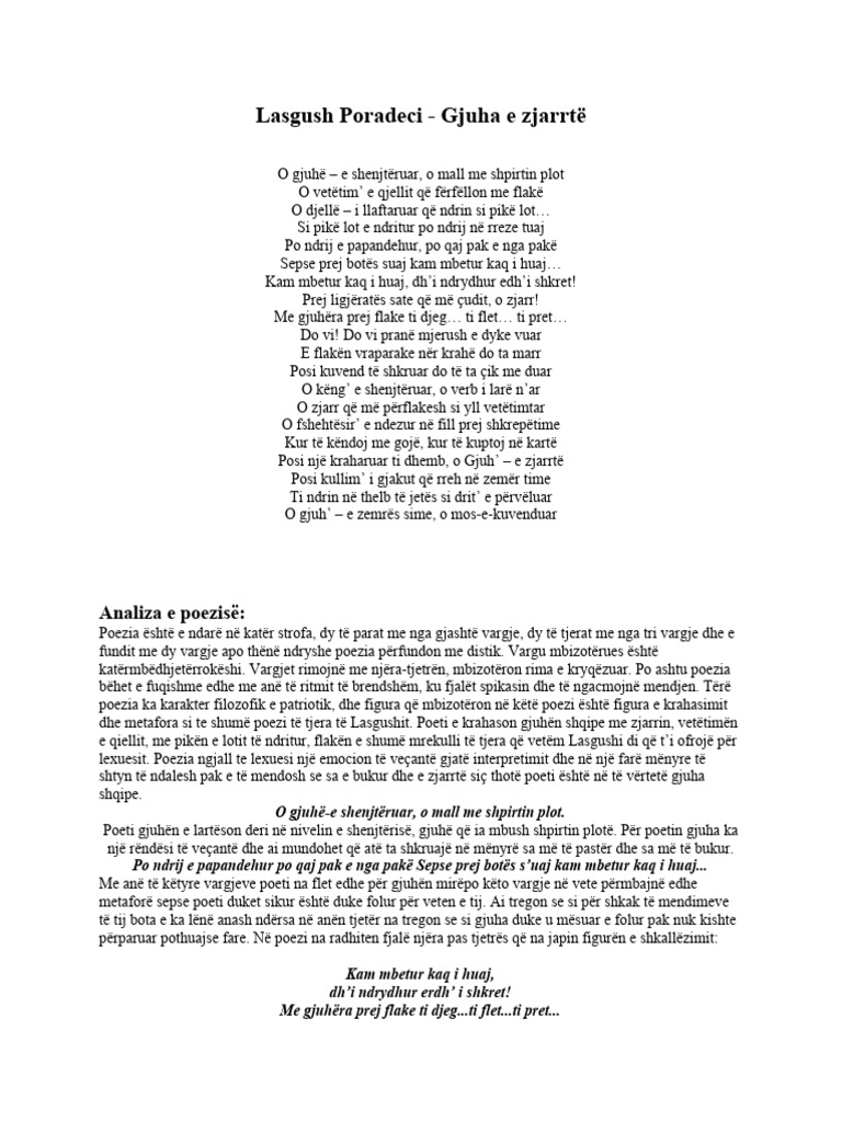 Lasgush Poradeci - Gjuha e Zjarrte | PDF